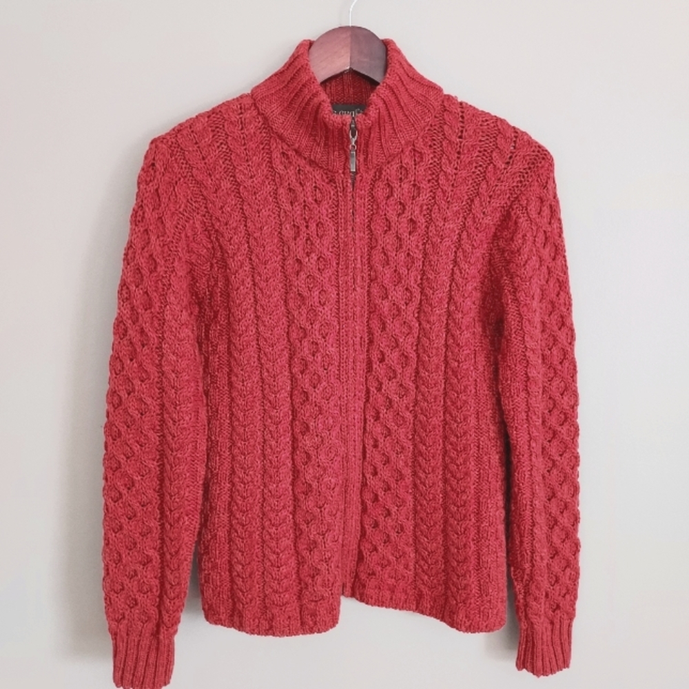 Inis Crafts Cable Knit Merino Wool Ireland Cardigan S… - Gem